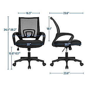 Yaheetech Home Office Modern Desk and Chair Set Computer Desk w/Drawer & Shelves with Ergonomic Mesh Height Adjustable Office Chair