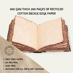 LEATHER VILLAGE Leather Journal – Vintage Leather Journal – Book of Shadows – Leather Bound Journal – Leather Sketchbook – Antique/Vintage Deckle Edge Handmade Paper of 200 GSM – 8 X 6 inches