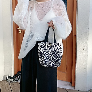 Chezi Animal Print Corduroy Mini Tote Bag 10x8x4 (zebra)