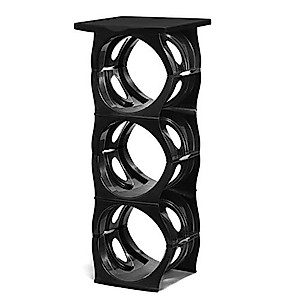 Stackable Water Bottle Storage Rack Best Water Jugs 5 Gallon Organizer. Jug Holder for Kitchen, Cabinet and Office Organizing. Reinforced Polypropylene (3 Plus Shelf, Black)
