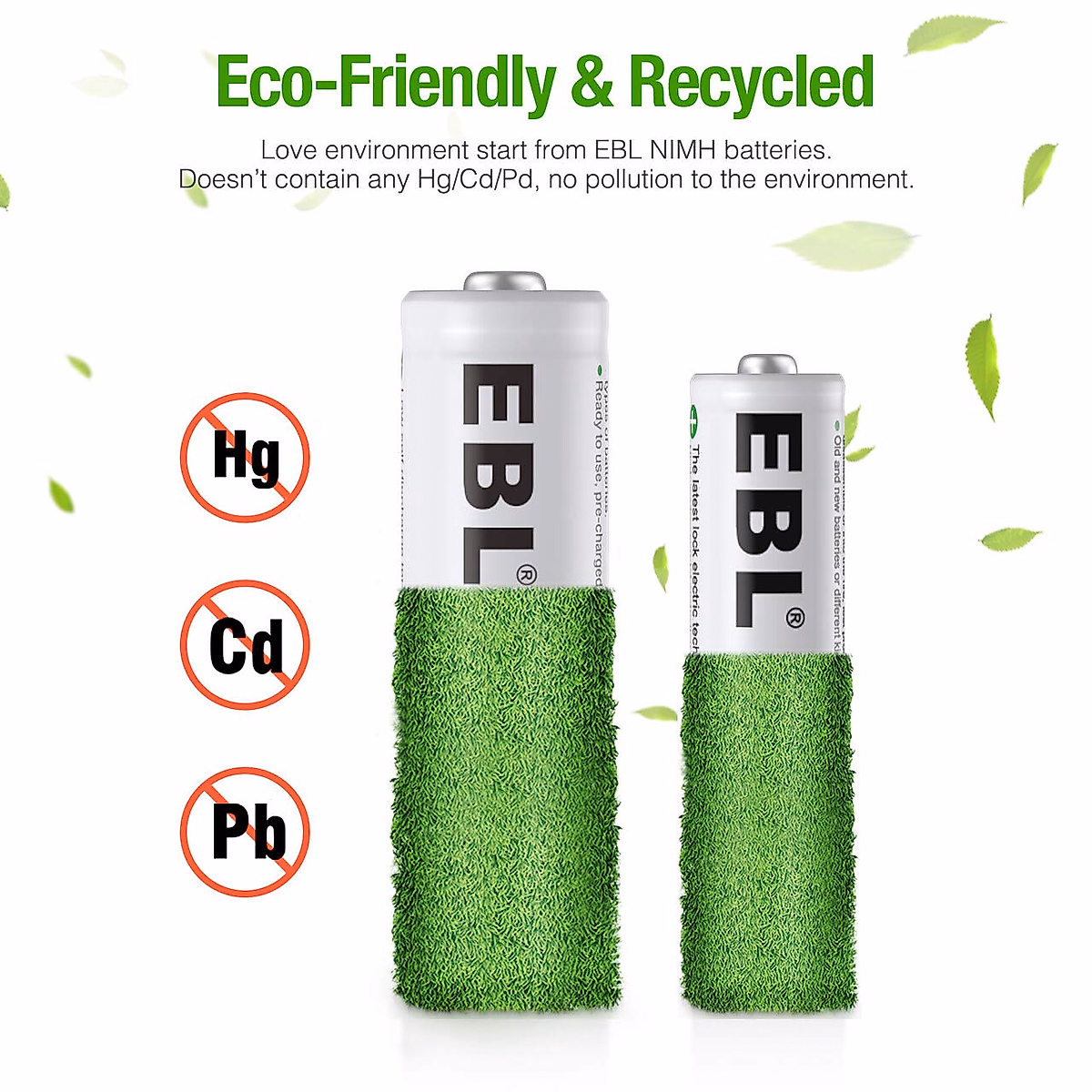 EBL AA Rechargeable Batteries 2800mAh (4 Pack) and AAA Rechargeable Batteries 1100mAh (4 Pack), 1.2V Ni-Mh Batteries Combo