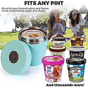 The Ice Cream Canteen Vacuum Insulated Ice Cream Pint Cooler Keeps Ice Cream Frozen for hours enjoy ice cream anywhere (Stainless Steel)
