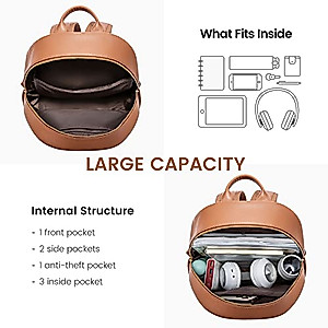 LOVEVOOK Leather Backpack Purse for Women, Casual Backpack for Girls, Cute PU Satchel School Backpack, Water Resistant Travel Backpack, Fashion Bookbag Purse