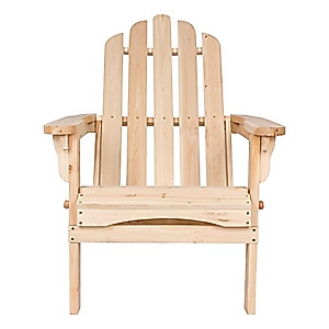 Shine Company 4658N Marina II Adirondack Folding Chair | Outdoor Foldable Wooden Rocking Chair for Garden, Backyard, Firepit, & Deck – Natural