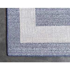 Unique Loom Del Mar Collection Area Rug - Maria (2' 7" x 10' Runner, Navy Blue/ Ivory)