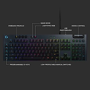 Logitech G815 RGB USB Mechanical Gaming Keyboard (Clicky), Black