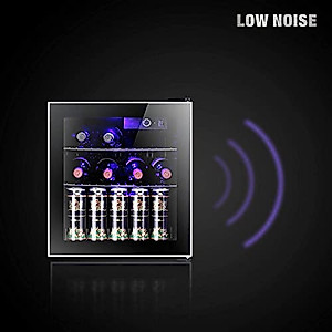 Antarctic Star 12 Bottle 70 Can Wine Cooler/Cabinet Beverage Refrigerator Small Mini Fridge Clear Front Glass Door Counter Top Red Cellar Beer Soda Bar Quiet Compressor Freestanding 1.6 cu.ft Black