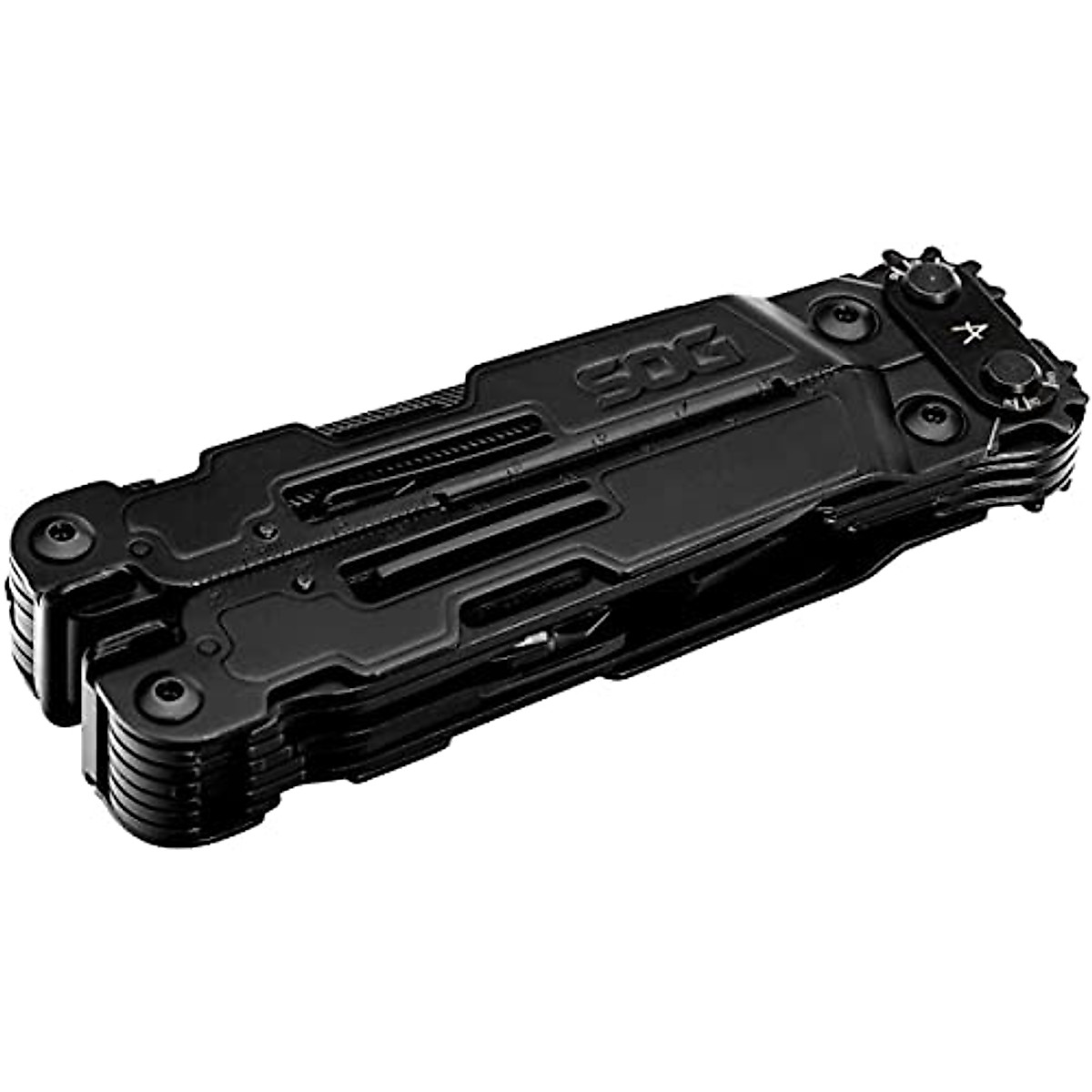 SOG PowerAccess Deluxe All-Around Heavy Duty Stainless Steel Multi-Tool w/Nylon Sheath, Two Knife Blades, Can & Bottle Opener, Black