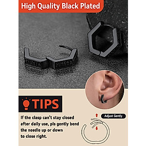 Vintage Rune Hoop Earrings for Male Black Punk Norse Vikings Stuff Amulet