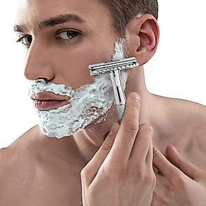BEAUTICONE’s Safety Razor Men & Women│Men’s Shaving Razors│3-pc Double Edge Safety Razor│Closed Comb Razor with 5 blades (Chrome Plated Finish)