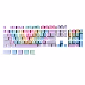 HMANE 109 Keys POM Jelly Keycaps Set, Rainbow Blank Doubleshot Translucent OEM Profile Mechanical Gaming Keyboard Keycaps for 60ï¼…/87 TKL/104/108 Cherry MX Switches (Rainbow/Side Printed)
