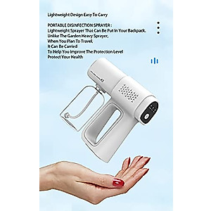 Handheld Steam Fogger Sprayer Gun Spray Machine Nano Electric Sanitizing Atomizer, Light Portable Cordless Intelligent Rechargeable Sterilizek For Home,Office,School,Garden, Indoor And Outdoor (White)
