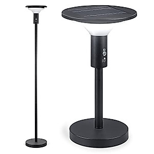 Espird Outdoor Solar Floor Lamp for Patio Waterproof, Cordless Floor Lamp with 3 Modes, 2 in 1 Rechargeable Floor Lamp for Patio, Deck, Porch, Camping (1 Pack)