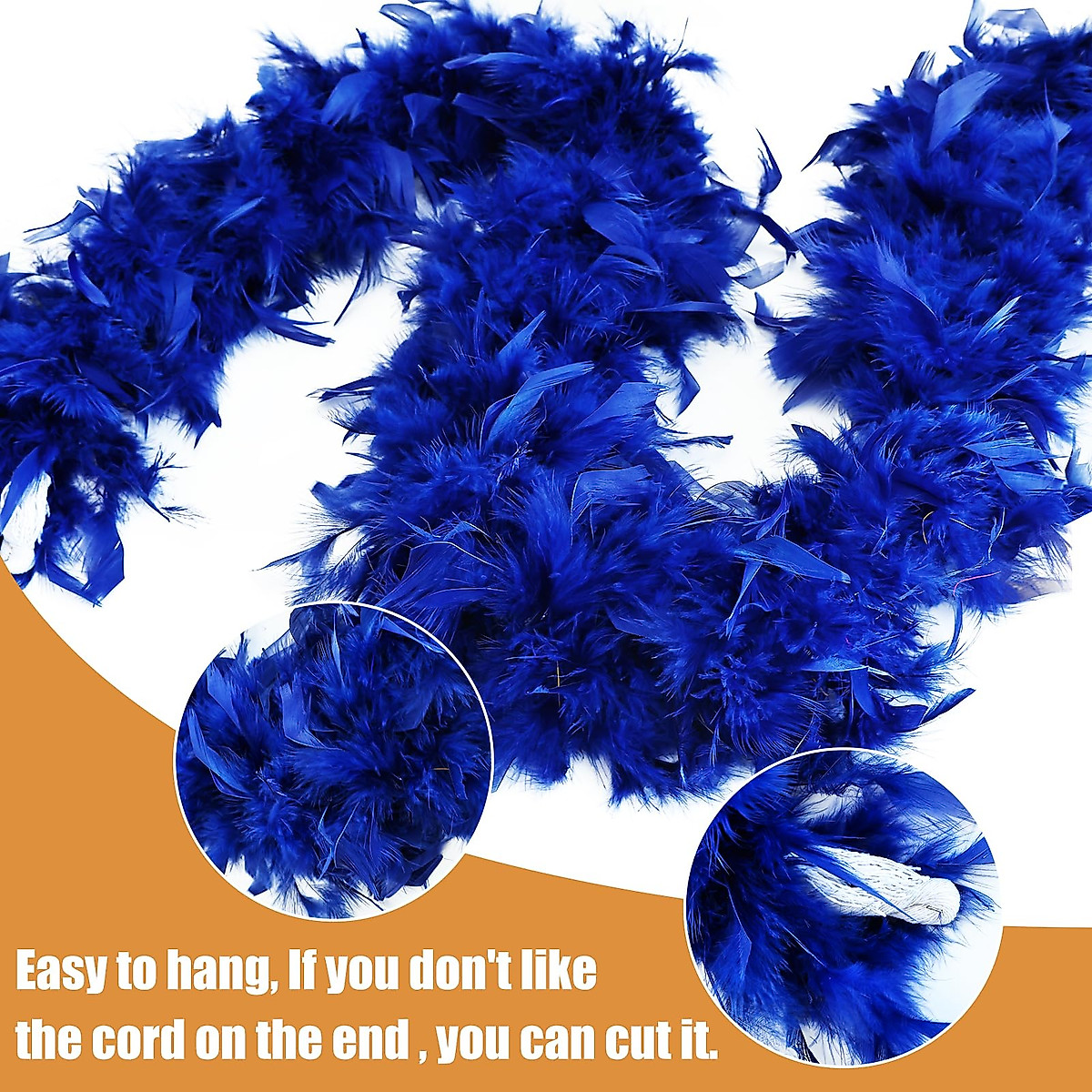 FeelfunFeather Blue Chandelle Turkey Feather Boa 2 Yards 45g for DIY Craft Wedding Party Dancing Concert Halloween Christmas Costume Home Decoration
