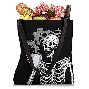Black Like my soul skeleton drinking coffee or death Tote Bag