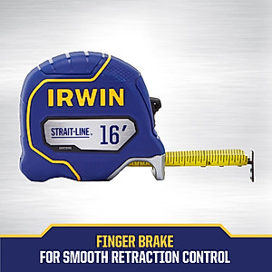 Irwin Tools IRWIN Strait-LINE Tape Measure, 16 ft, Includes Retraction Control, for All Your Measuring Needs (IWHT39391S)