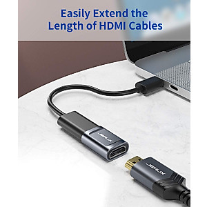 JSAUX HDMI Coupler Female to Female 2 Pack, 4K HDR HDMI Extension Connector Adapter Aluminum Alloy for HDTV, Roku Stick, Computer, PC, Monitor, Laptop, Projector, DVD Player, PS 4/3(Grey)