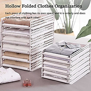 ERREJ Set of 5 Stackable Wardrobe Clothes Organizer, Clothes Organizer for Folded Clothes, Foldable Closet Organizers and Storage Pull Out Drawer for Jeans, Trousers, Sweaters, T-Shirt