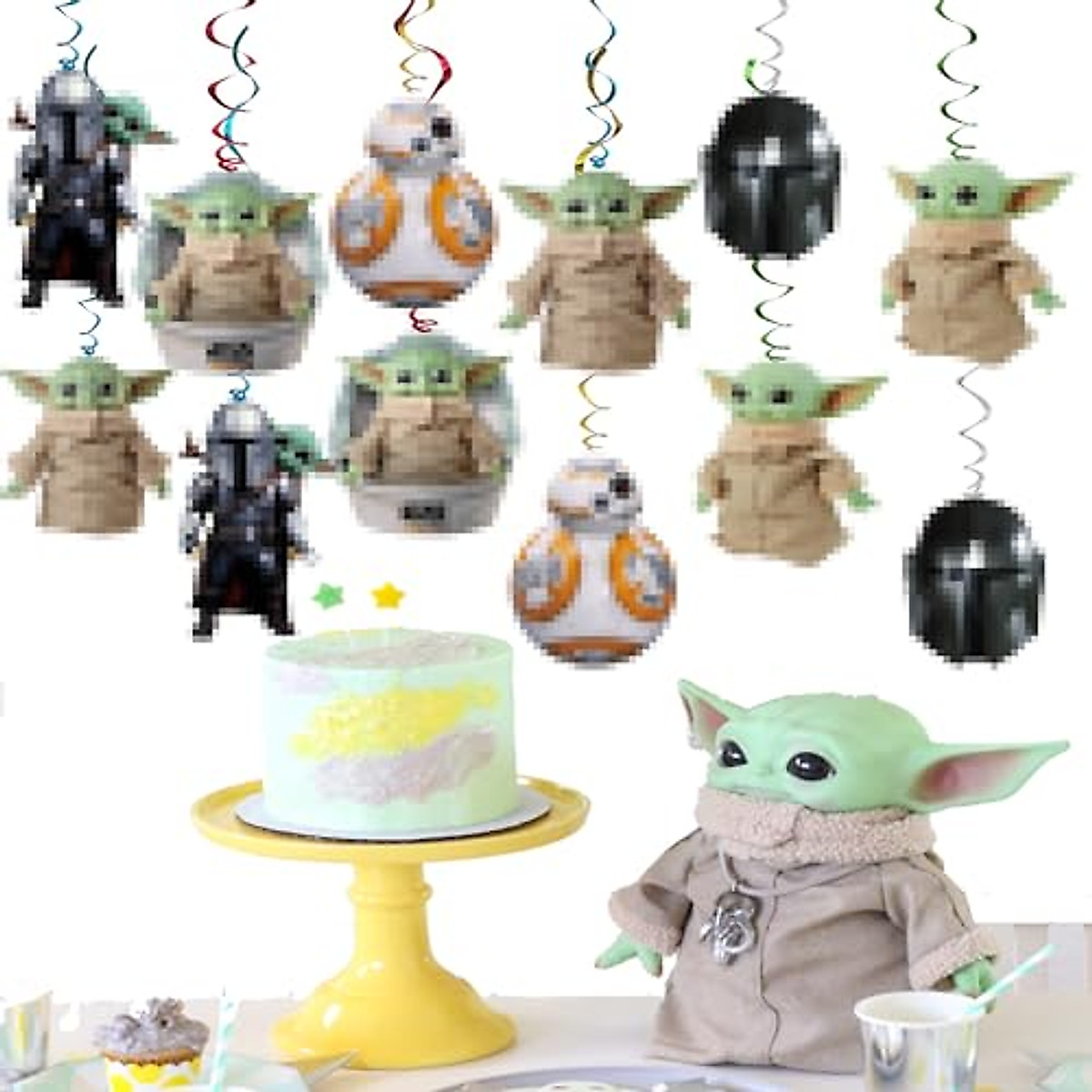 30Set Galaxy Wars Double-sided Foil Hanging Swirls The Mandalor Birthday Party Supplies Outer Space Galaxy Wars The Child Alien Party Decoration Supplies for Kids Birthday Party Baby Shower
