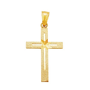 AMZ Jewelry 10K Yellow Gold Cross Pendant Cross Charm For Necklace