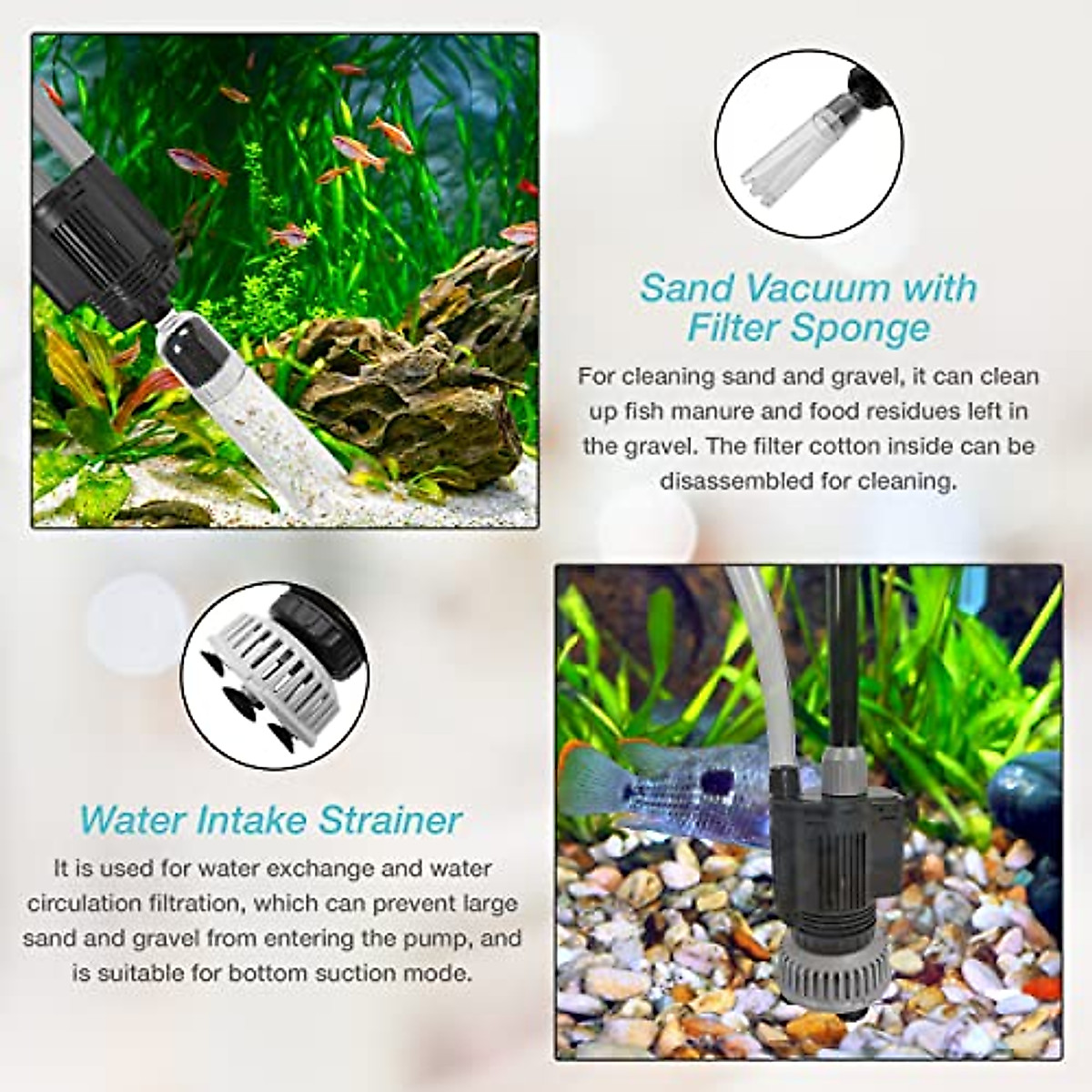 FinTech Aquarium Gravel Cleaner - Quickly and Easily Clean Your Aquarium - Aquarium Vacuum Gravel Cleaner - Ensure Your Fish Live in a Healthy and Clean Environment - Fish Tank Vacuum Gravel Cleaner