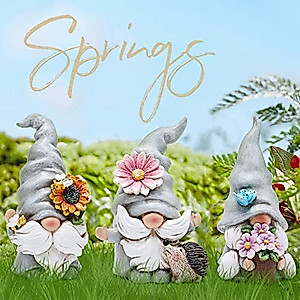 Hodao 3pcs 4.75" H Spring Summer Gnome Garden Decorations- Tomte Elf Fall Gnome Decorations Gifts -Swedish Elf Dwarf Figurine Table Gnome Decor Indoor Home Decorations (Gnome Gray 2)