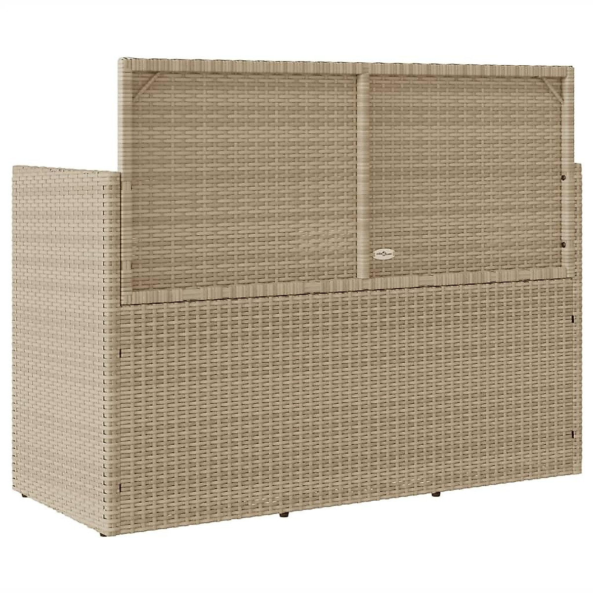 vidaXL Outdoor Loveseat Bench - Beige Poly Rattan, Weather-Resistant Patio Furniture with Cushions, Under-Seat Storage, and Gas Spring