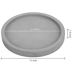 MyGift 11-inch Modern Gray Concrete Round Bathroom Vanity Tray, Cologne and Perfume Tray for Dresser Top