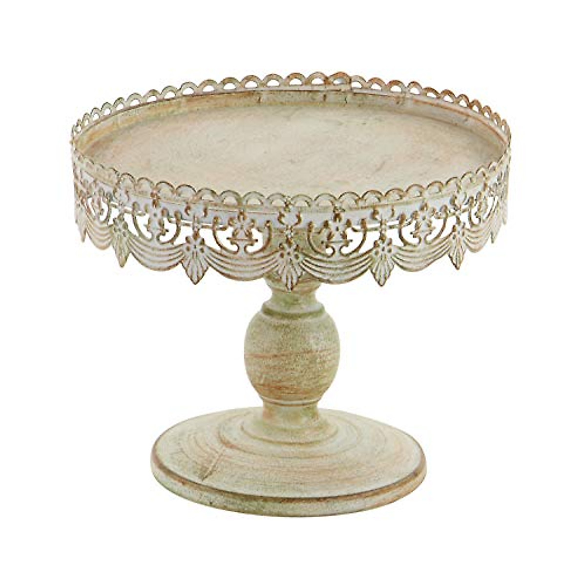 Deco 79 Metal Cake Stand with Lace Inspired Edge, 10" x 10" x 9", White