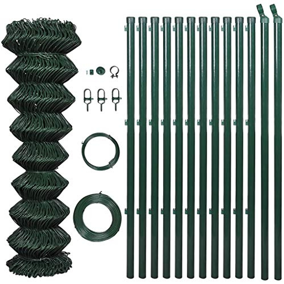 Chain Link Fence with Posts Steel,Safety Fence Garden, Fence Garden Netting Chain Link Fence with Posts Steel Outdoor Residential Fencing for Yard Garden Farm, Transport 59.1" x 590.6" Green