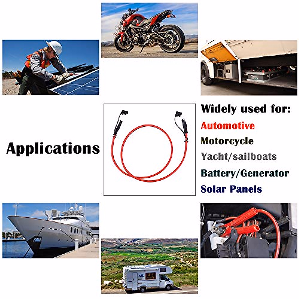 iGreely SAE Extension Cable 10AWG SAE to SAE Quick Disconnect Wire Harness SAE Connector Solar Panel Extension Cable for Trolling Motor Automotive RV Battery Motorcycle Cars Tractor 10 Gauge 1M 3Ft