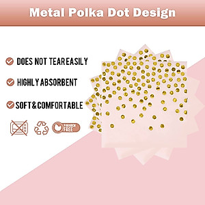 CENLBJ Pink and Gold Paper Plates & Napkins - 50 Pack - 25 * 7in Plates & 25 * 6.5in Napkins - Party Supplies for Birthdays, Receptions & All Occasions