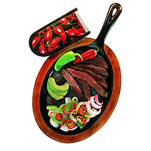 Lodge LFSR3 Cast Iron Fajita Set, Pre-Seasoned