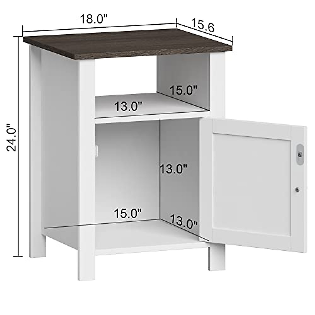 ChooChoo Farmhouse Nightstand, Rustic Vintage End Side Table with Storage for Bedroom Living Room, White