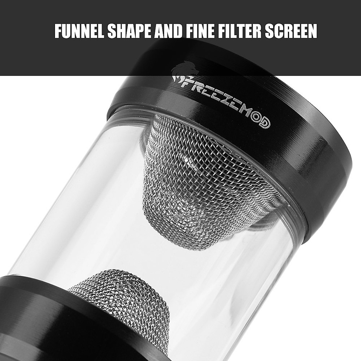 fosa G1/4 Inner Thread Water Cooling System Filter Fine Screen Funnel Shaped Filter for PC Water Cooling, Compatibility Water Cooling Reservoir, Computer Water Cooler Accessories(Black)