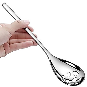 AYFDISHS Serving Spoons 6 Pieces,9.4 Inch Silver Serving Spoon Set Stainless Steel Serving Spoons,Include 3 Serving Table Spoons,3 Slotted Serving Spoons,Serving Utensils Set for Parties Buffet Banque