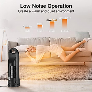 GiveBest 22'' Portable Tower Space Heater 1500W Ceramic Oscillating Electric Room Heater, 3 Modes, Remote Control, with Thermostat and Timer, Overheat & Tip-Over Protection for Bedroom, Office, Indoor