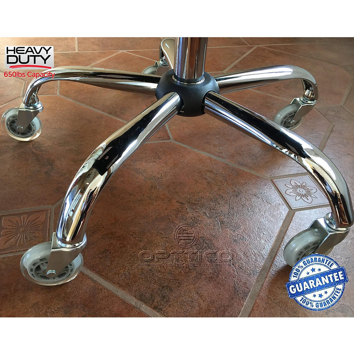 Office Chair Caster Wheels Replacement - Set of 5 HARDWOOD FLOOR Chair Wheels - No Chair Mat Needed - 3" Rollerblade Style HEAVY DUTY Desk Chair Casters With Soft Rubber Wheels, Smooth & Silent