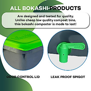Biorfe Bokashi Indoor Compost Starter Kit All Seasons Bokashi Bran - Attractive Countertop Kitchen Odor Free Compost Bin - Composting Bucket Container with 2.2 lbs Organic Dry Bokashi Bran for Indoor