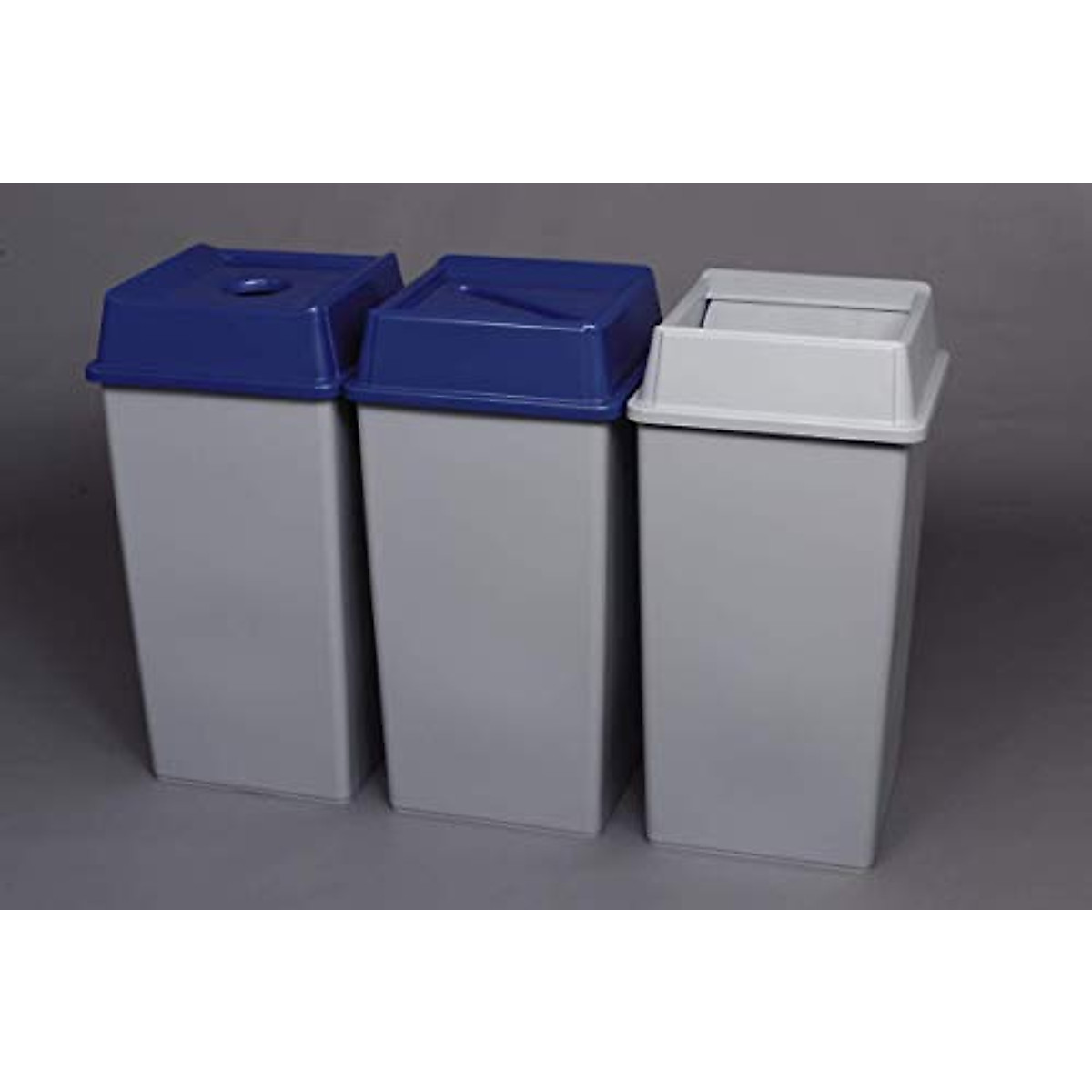 Rubbermaid Commercial Products 35-Gallon Untouchable Square Trash/Garbage Can for Offices/Stores/Restaurants, Blue Recycling (FG395873BLUE)