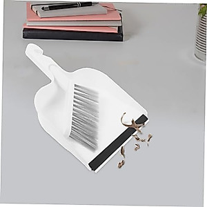 BUTIFULSIC 1 Set Mini Table Broom Portable Broom and Dust Pan Messes Dustpan Mini Dust Pan Mini Dustpan Broom and Dustpan Stand up Broom Multi-Function Whisk Broom Cartoon Broom Plastic White