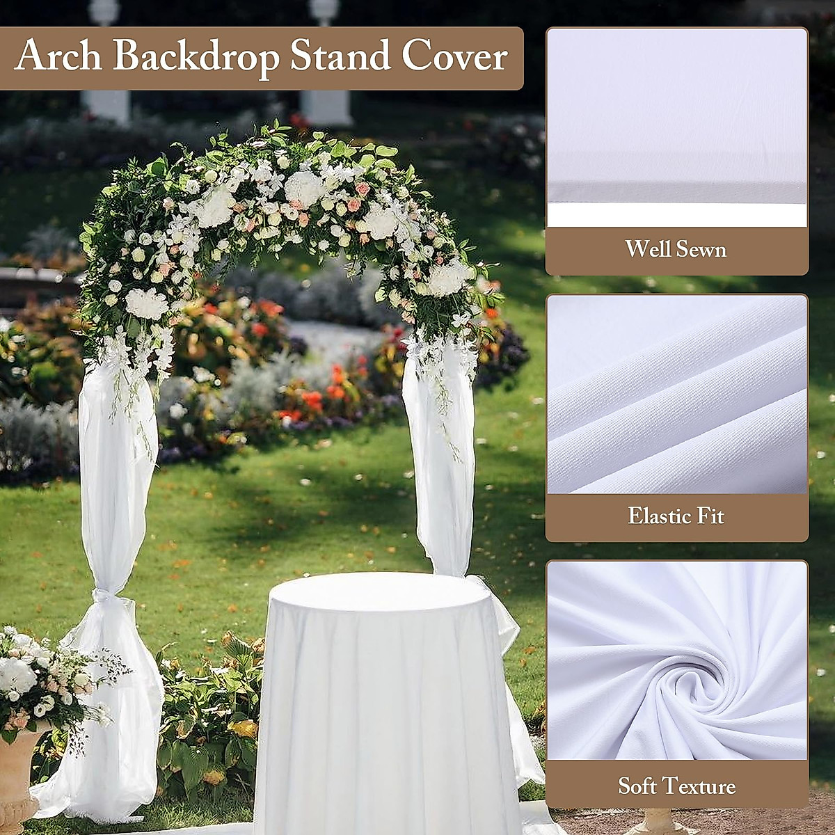 Toolterritary Metal Arch Backdrop Stand and Cover Set, 7.2FT, 6.6FT, 6FT Wedding Arch Frame, Easy to Assemble, Gold Arch Stand for Birthday, Party, Baby Shower, Graduation Ceremony