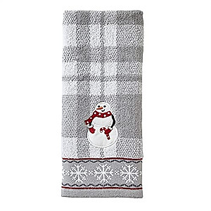 SKL Home by Saturday Knight Ltd. Whistler Snowman Hand Towel (2-Pack),Cotton, Gray