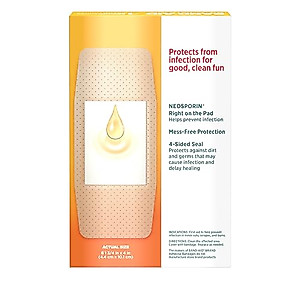 Band-Aid Brand Adhesive Bandages Infection Defense with Neosporin Antibiotic Ointment, for Wound Care and First Aid, Extra Large, 8 ct