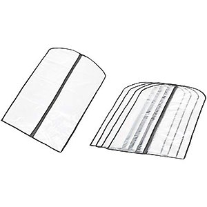 Amazon Basics Zippered Peva Garment Storage Bag, 5-Pack, White