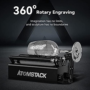 ATOMSTACK R3 Pro Laser Rotary Roller, Engraving Auxiliary Module for Laser Engraver, 360° Y-axis Rotating Roller for Carving of Goblet/Cylindrical/Round/Oversized Objects (R3 Pro Rotary Roller)