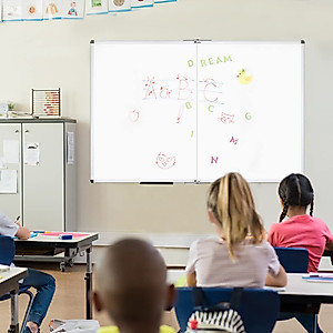 VIZ-PRO Large Dry Erase White Board/Magnetic Foldable Whiteboard, 96 X 48 Inches, Silver Aluminium Frame