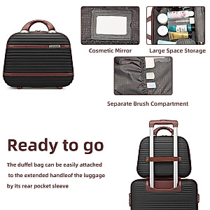 Lulusail Luggage Sets 6 Piece with two Cosmetic Case, Expandable(Only 28 & 24") Hardside Luggage with 360° Spinner Wheels, Durable Luggage Set Clearance For Women Men, Black