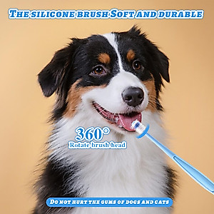 Qianyu 2 Pcs Dog Toothbrush 360 Degree Cleaning Soft Bristled Pet Brush Suitable for Small Dog and Cat Tooth Silicone Antislip Pet Cleaning Tool Dental Care Toothbrush Can Deep Clean Bad Breath