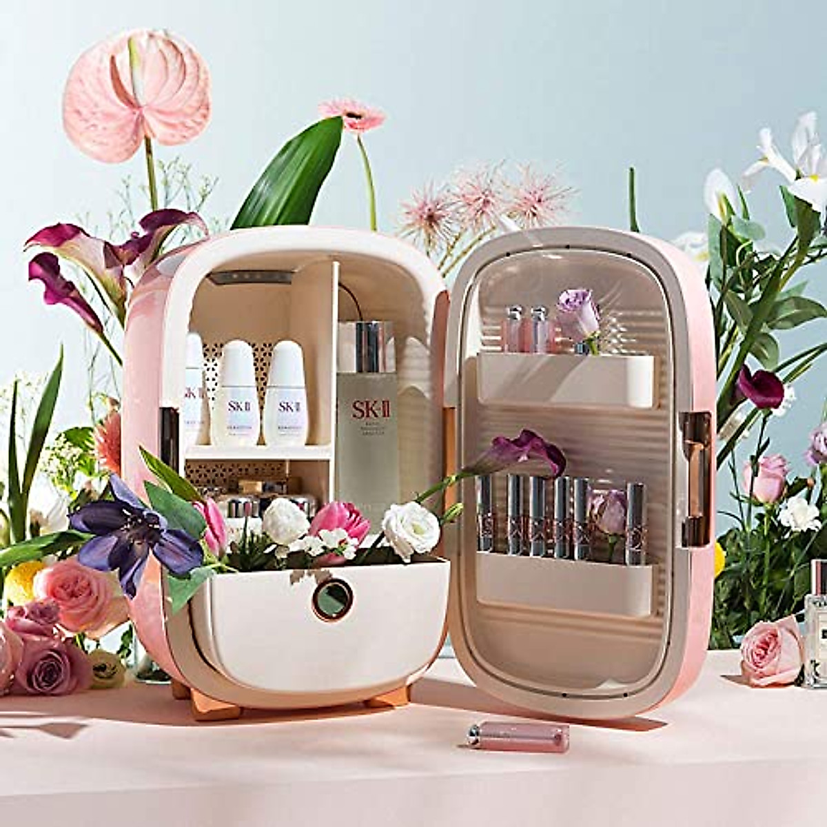 CAYNEL Beauty Mini Fridge 12Liter Smart breathing light display for Skincare& Cosmetics,Breast Milk,Portable Compact Personal Makeup Fridge 100% Freon-Free…